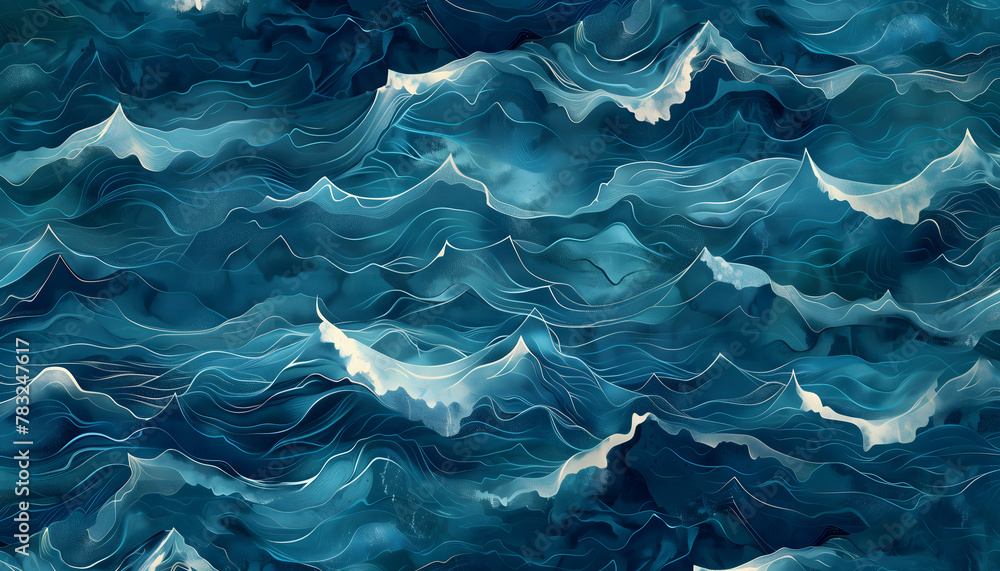 Illustration Stock Digital art featuring waves meticulously rendered ...