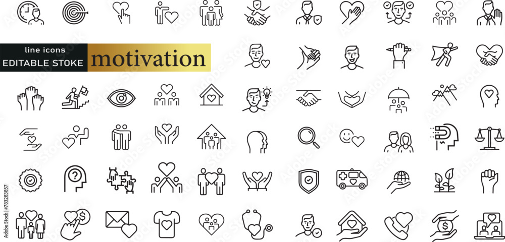 Set of positive thinking icon. Containing self-care, optimism, be loved ...