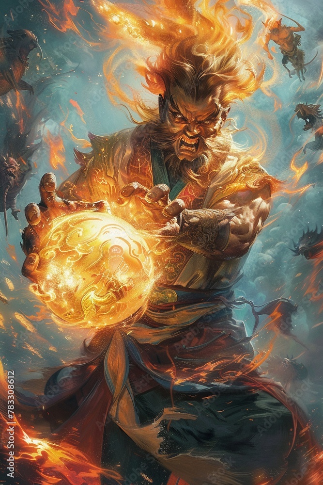 Envision a stunning portrayal of an ancient Chinese youth consumed by ...