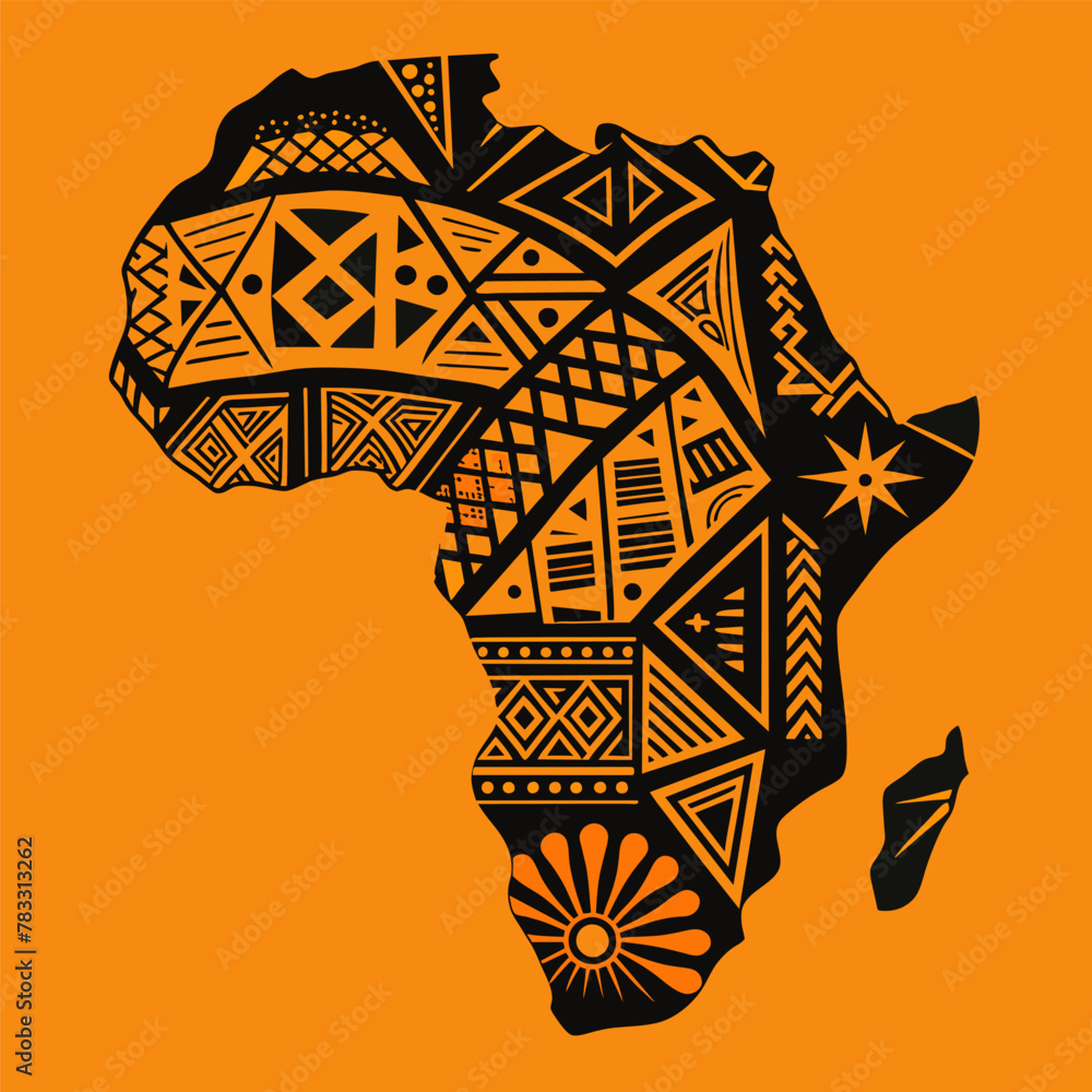 Continent Africa, abstract silhouette of african map with geometric ...