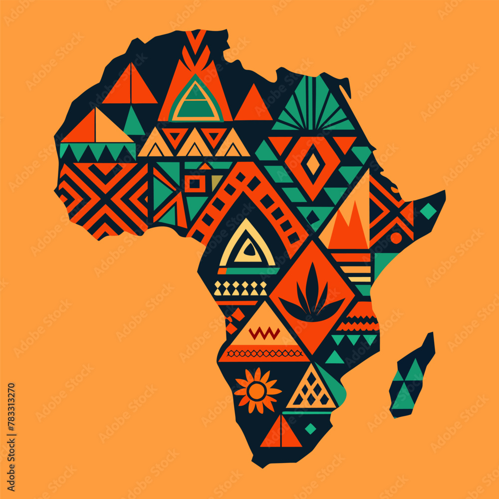 Continent Africa, abstract silhouette of african map with geometric ...