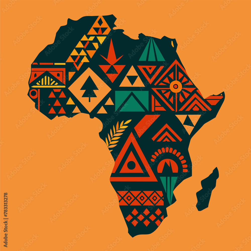 Continent Africa, abstract silhouette of african map with geometric ...