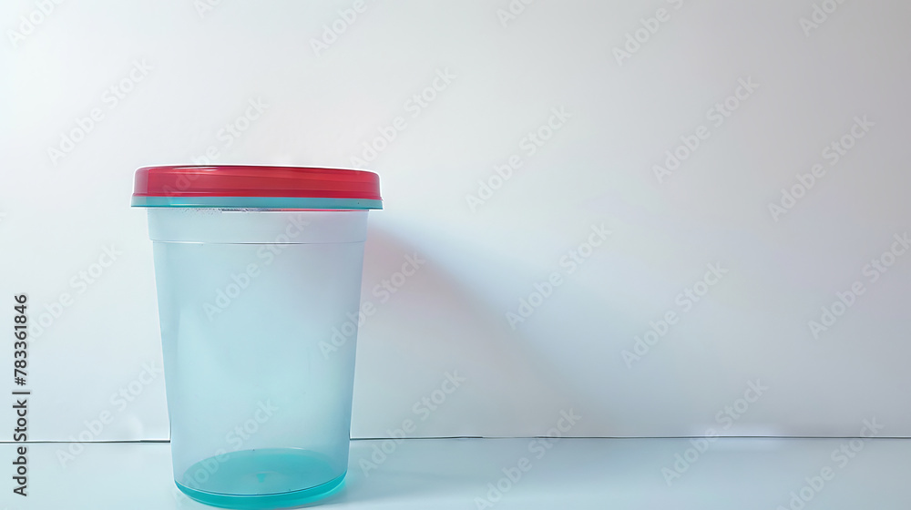 Transparent urine analysis container with a red lid. Clear specimen cup ...