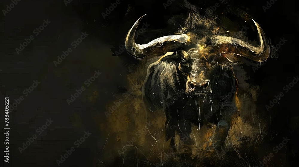 minotaur mythological creature on simple black background digital ...