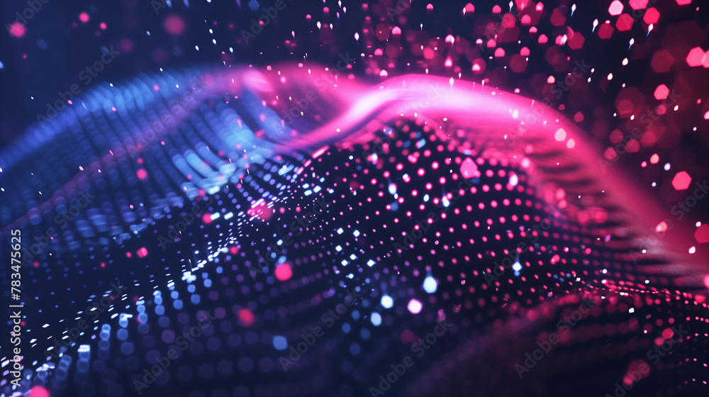 Looped distortion waves on abstract sphere of particles. Digital data ...