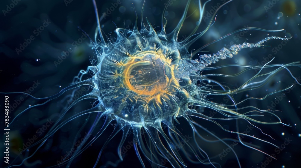 The intricate structures of a flagellated protozoa are highlighted in ...
