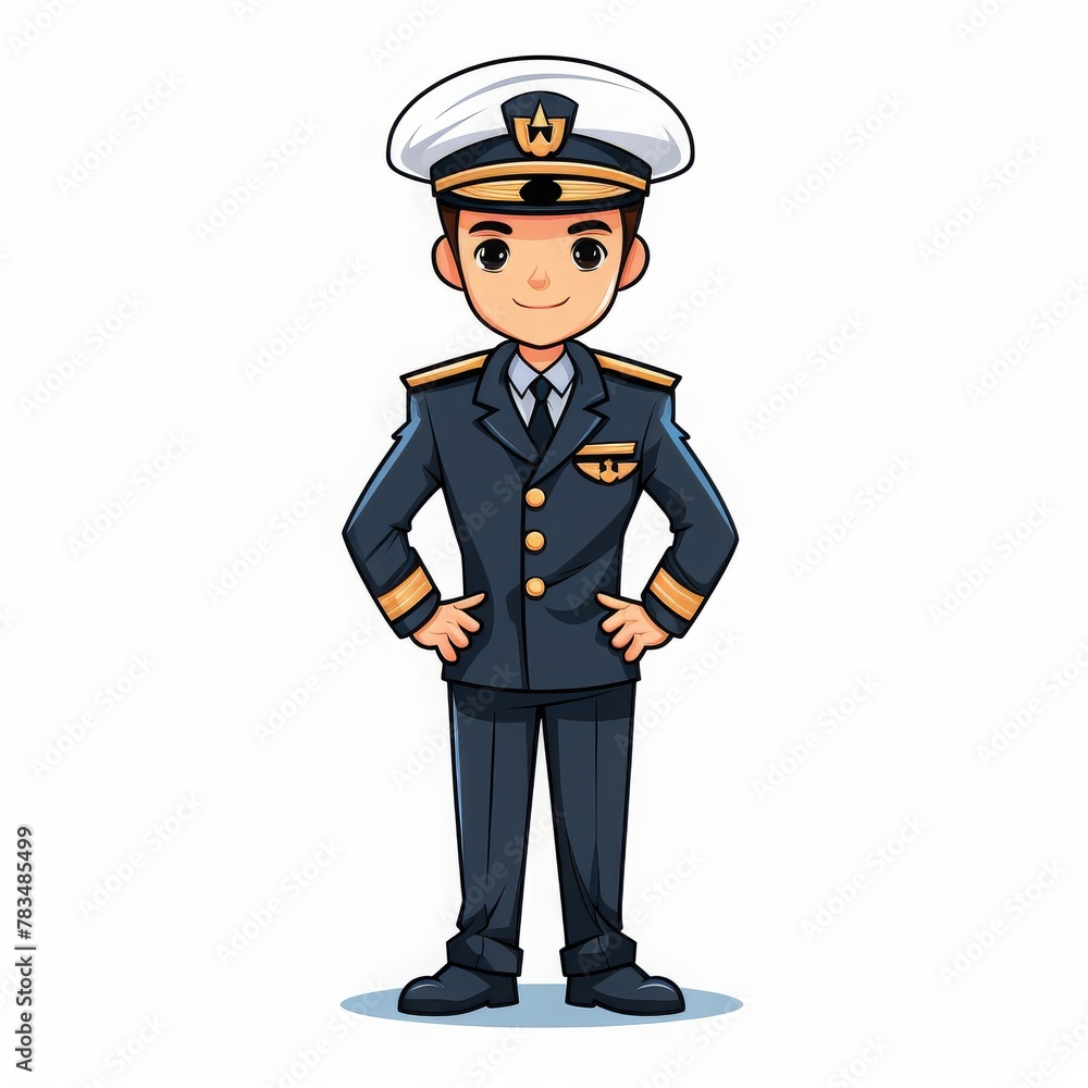 logo of chief ship captain with hat and smile vector cartoon ...