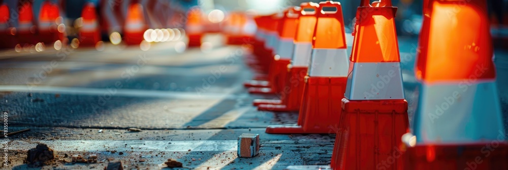 Rows of Safety Barriers Delineating Construction Work Zones in City ...