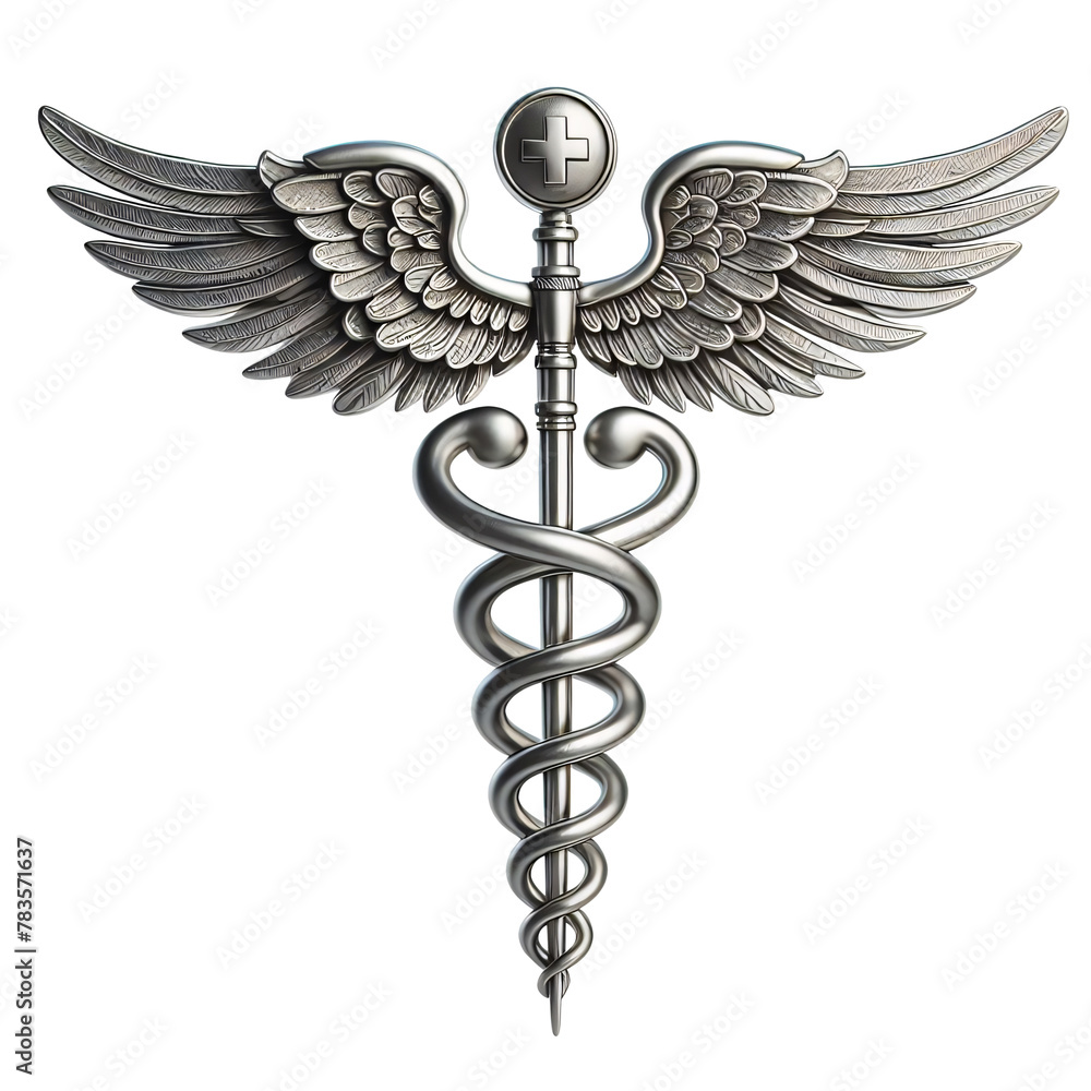 Silver caduceus medical symbol isolated on transparent background PNG ...