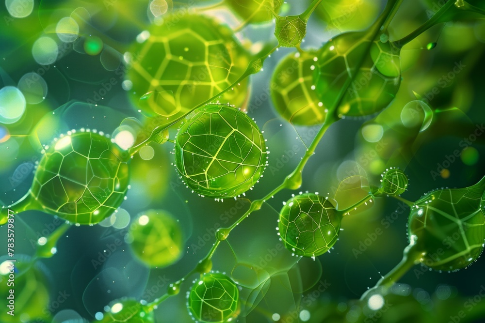 Chlorophyll cell molecular plant photosynthesis, abstract display of ...