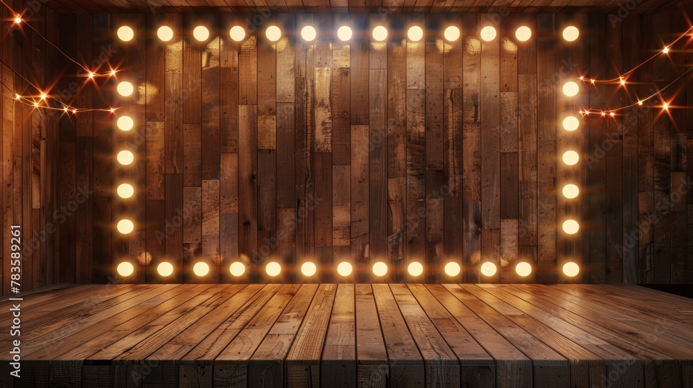 wooden 3d stage - organic material podium - empty country concert hall ...