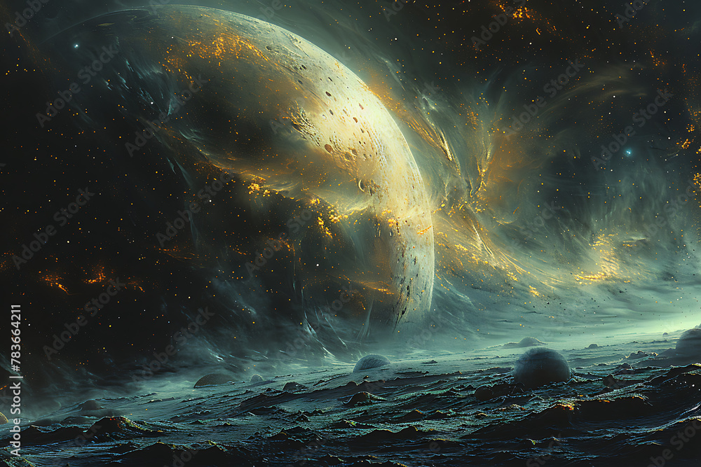 Vibrant digital rendering of deep space featuring a mesmerizing nebula ...