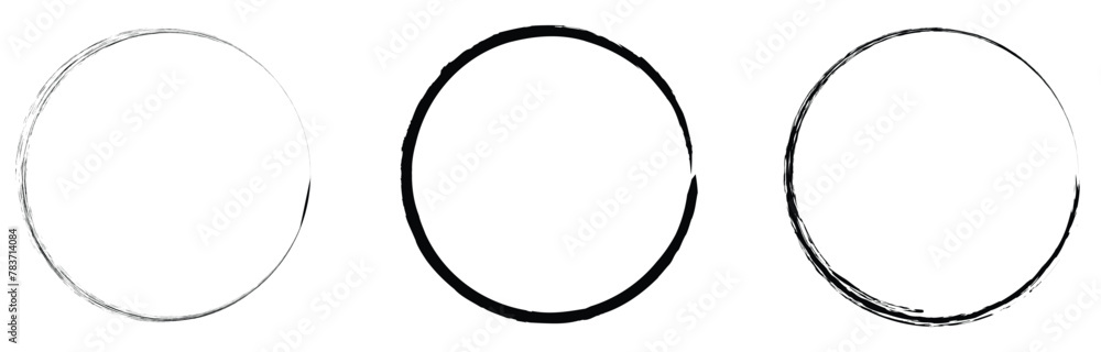 Black circle line hand drawn set. Highlight hand drawing circle ...
