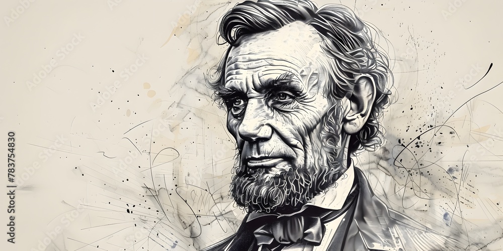 Detailed Line Drawing Portrait of a Prominent Historical Figure with ...