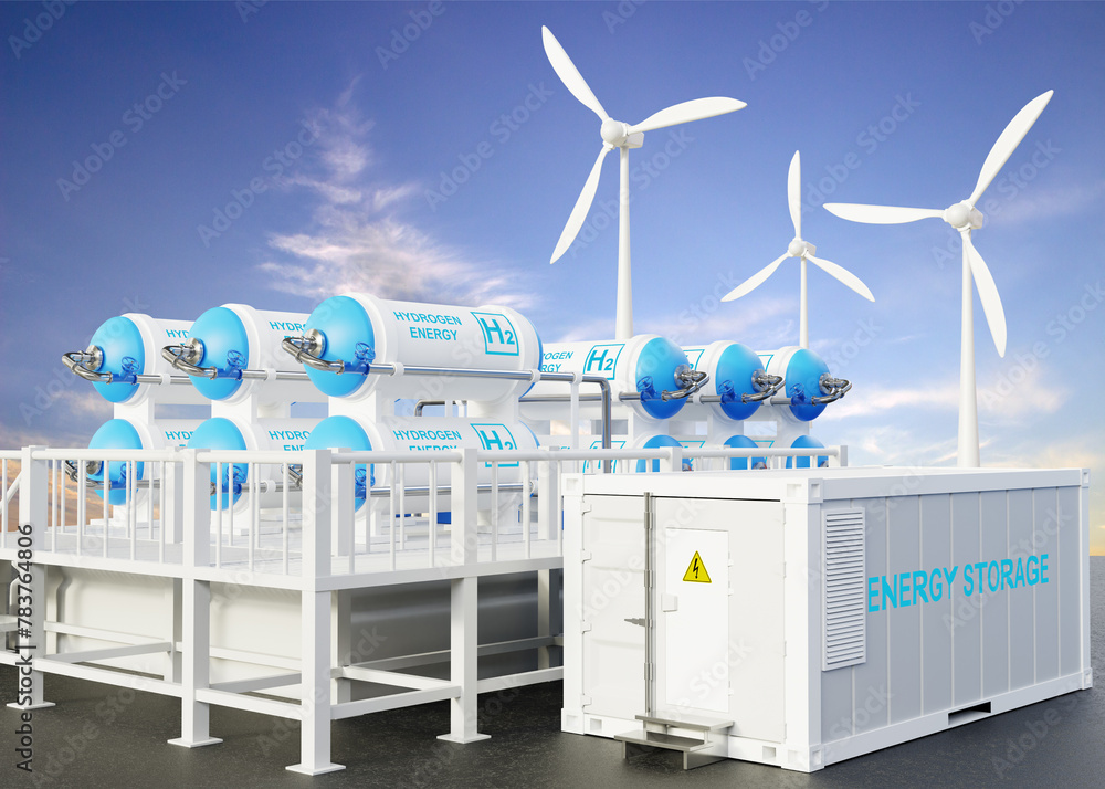 Green Hydrogen factory concept .Hydrogen gas pipeline for clean ...