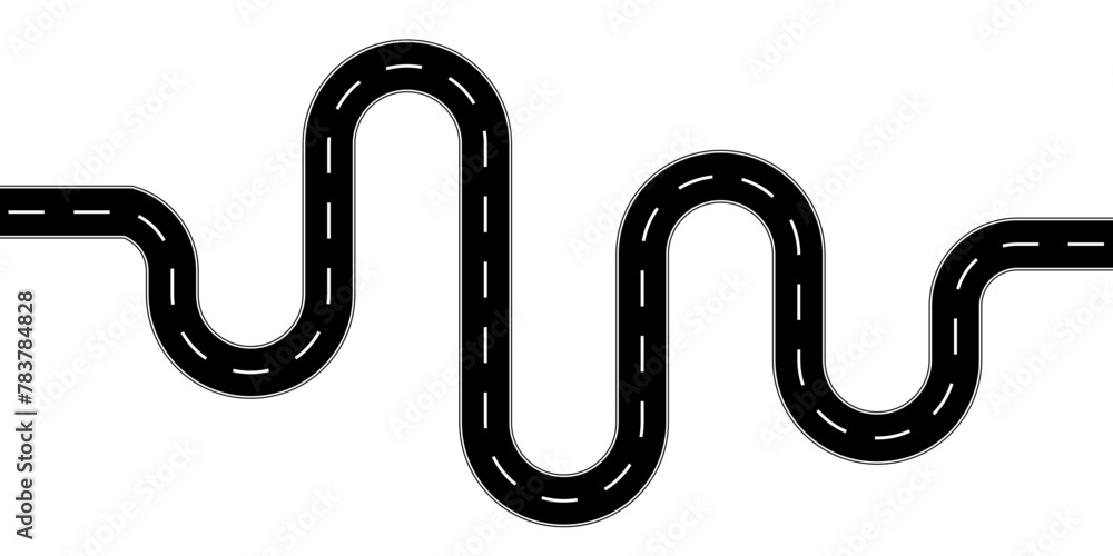 Top view on a curved highway road map. Roadmap diagram, SVG Vector ...