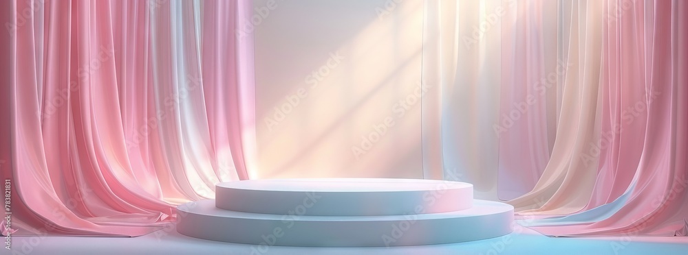 Minimal product podium stage with multicolor pastel color in geometric ...