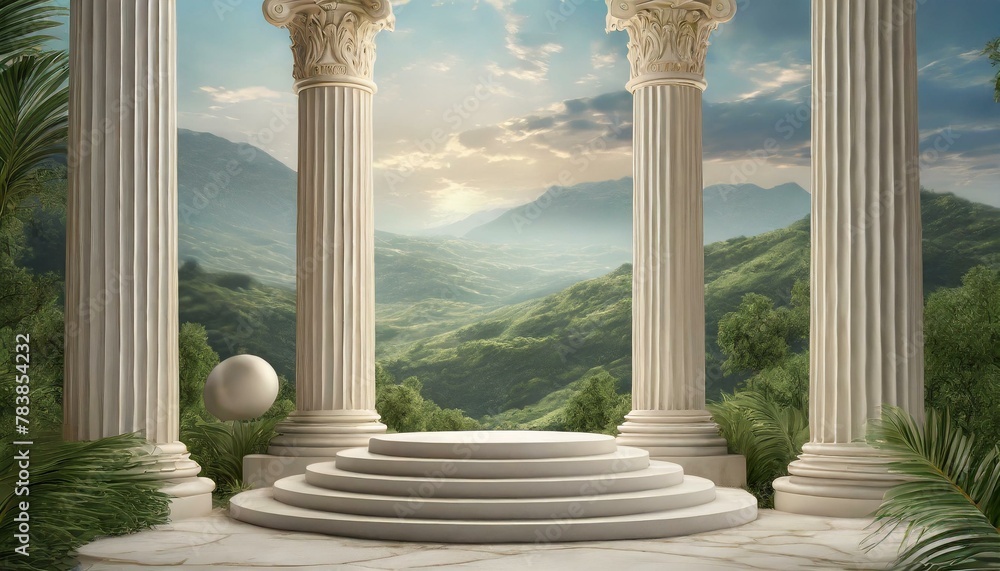 Background podium column 3d roman luxury greek white ancient display ...