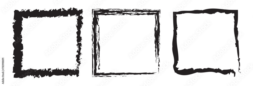 Vector Grunge Frame Set. Brush strokes frame. Black grunge square ...