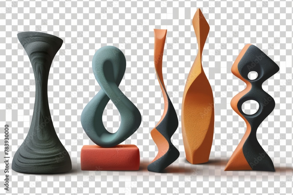 Colorful abstract sculptures set illustration. A vibrant collection of ...