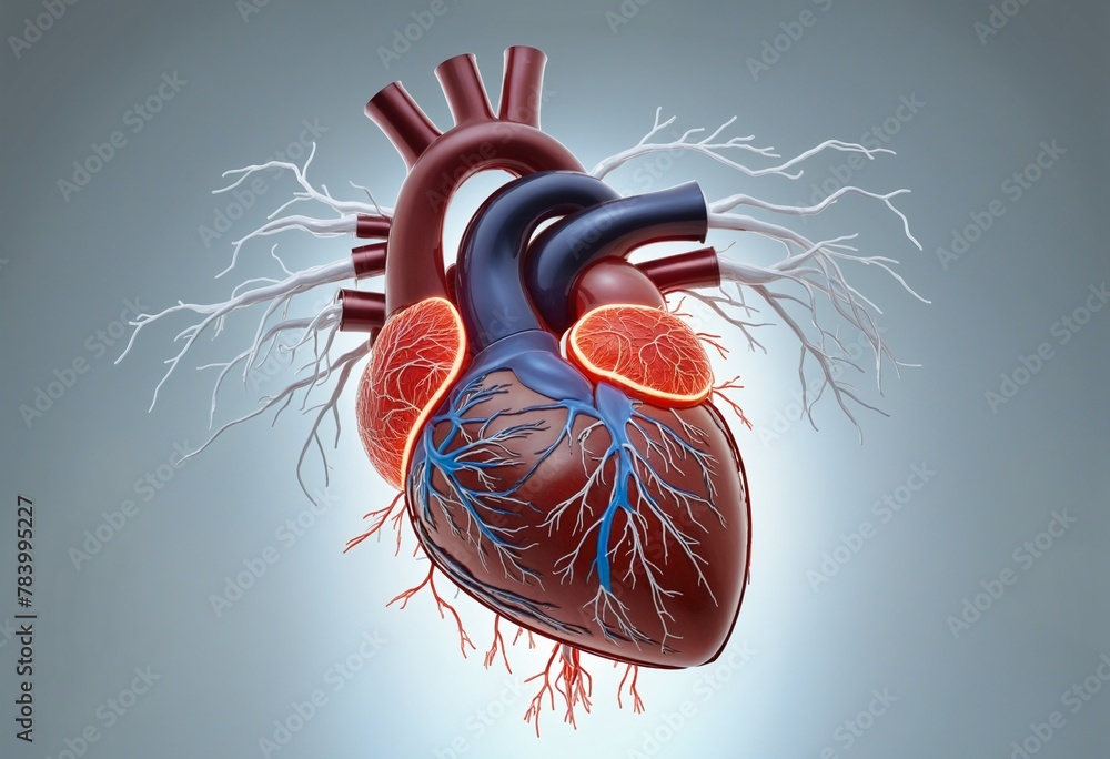 Human heart anatomy in Bright Colours Stock Illustration | Adobe Stock