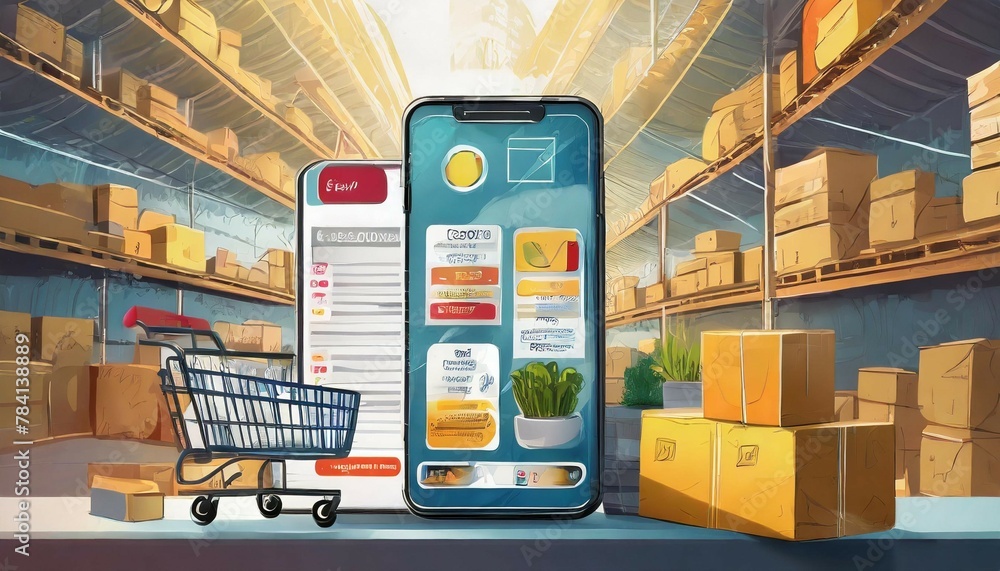 online shopping list and free shipping through mobile app marketplace ...