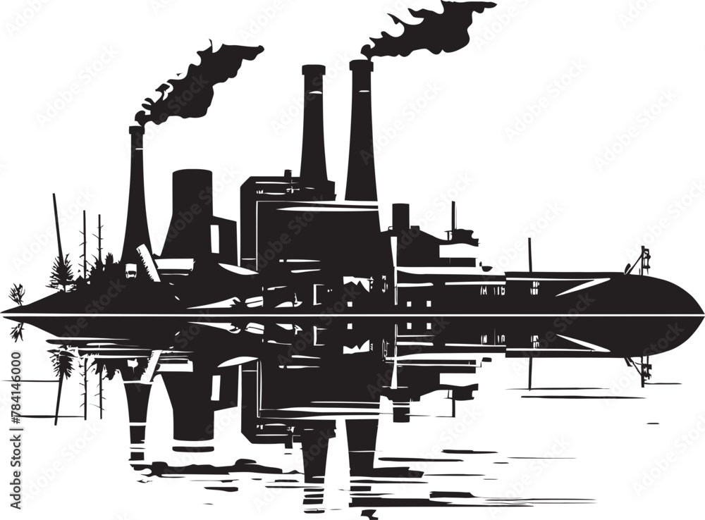 Aquatic Agony Icon River Pollution Vector Emblem Dirty Delta Symbol ...