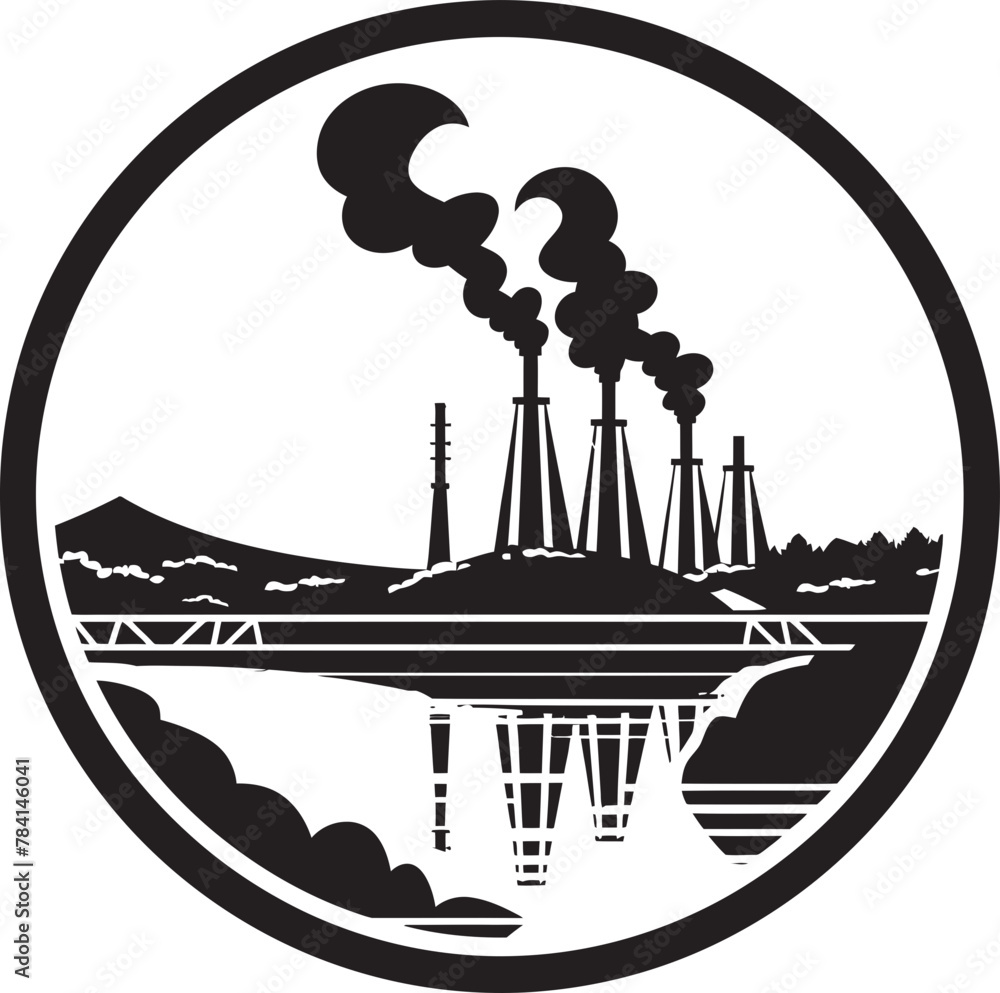 Smog Stream Emblem Water and Air Pollution Emblematic Symbol Eco Fog ...