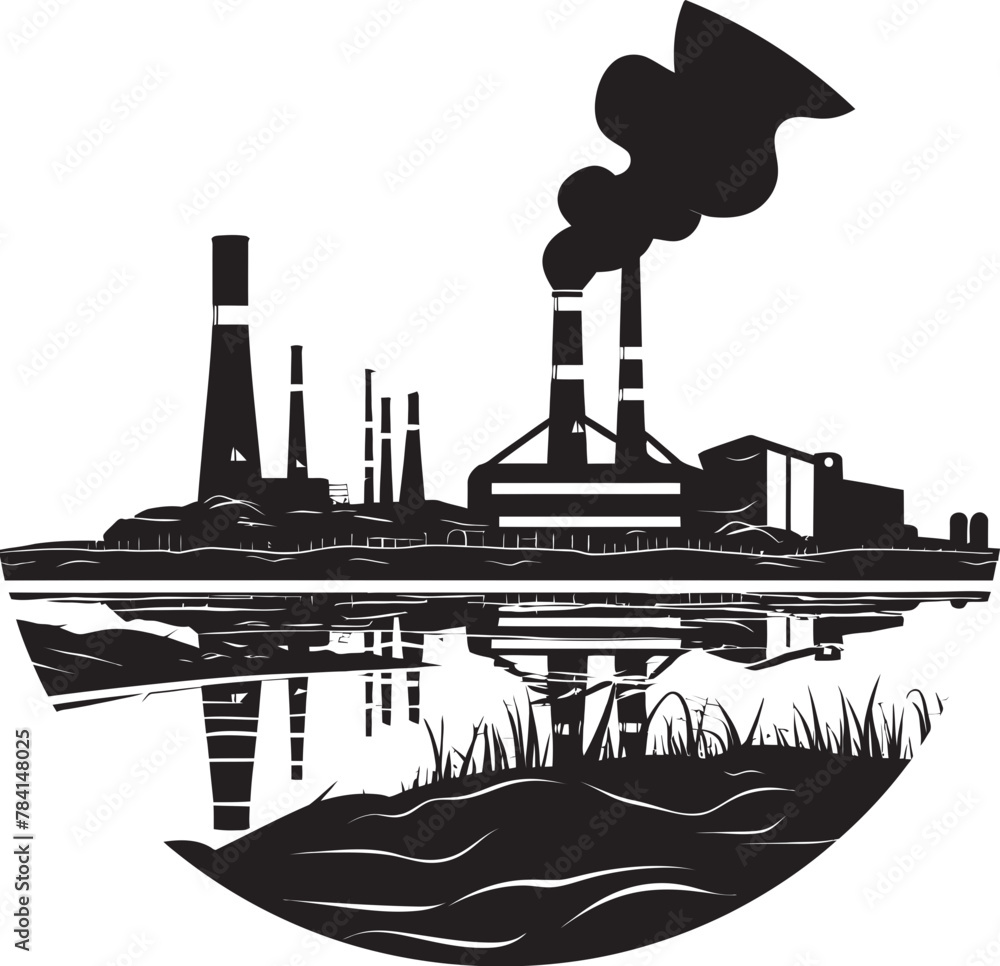 PollutedRapids Vector Pollution Symbol HazyHarbor River Water and Air ...