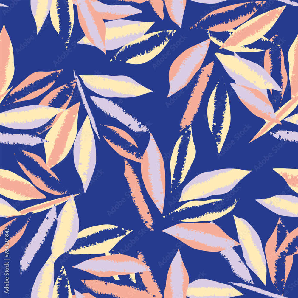 Pastels Tropical Leaf Seamless Pattern Design Stock Vector | Adobe Stock