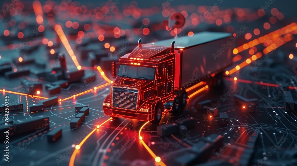 Delivery and Logistic: A 3D vector visualization of a delivery truck ...