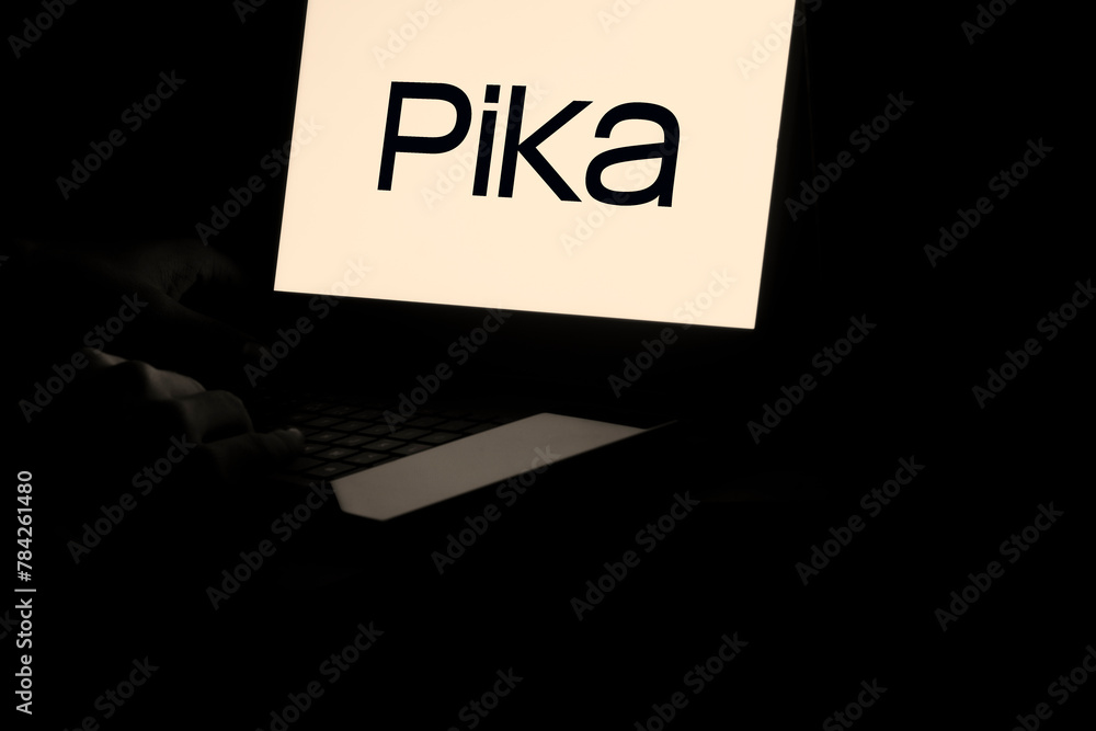 Dhaka, Bangladesh- 14 Arp 2024: Pika Ai logo is displayed on laptop ...