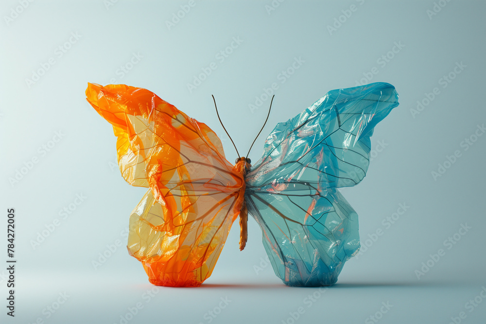 Metamorphosis. Plastic bag morphs into a butterfly. Reimagine plastic's ...