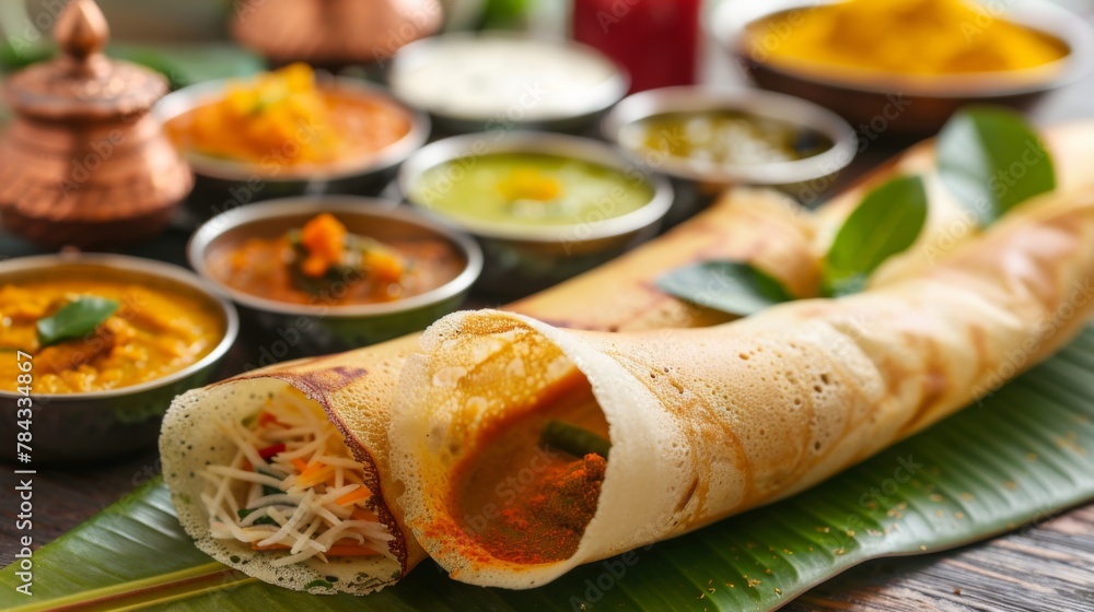 Group of South Indian food like Masala Dosa, Uttapam, Idli/idly, Wada ...
