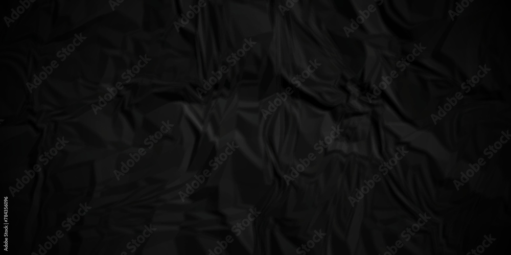 Dark black crumple paper wrinkled poster template ,blank glued creased ...