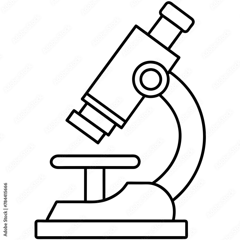 microscope vector illustration, line art kid's coloring page deign ...