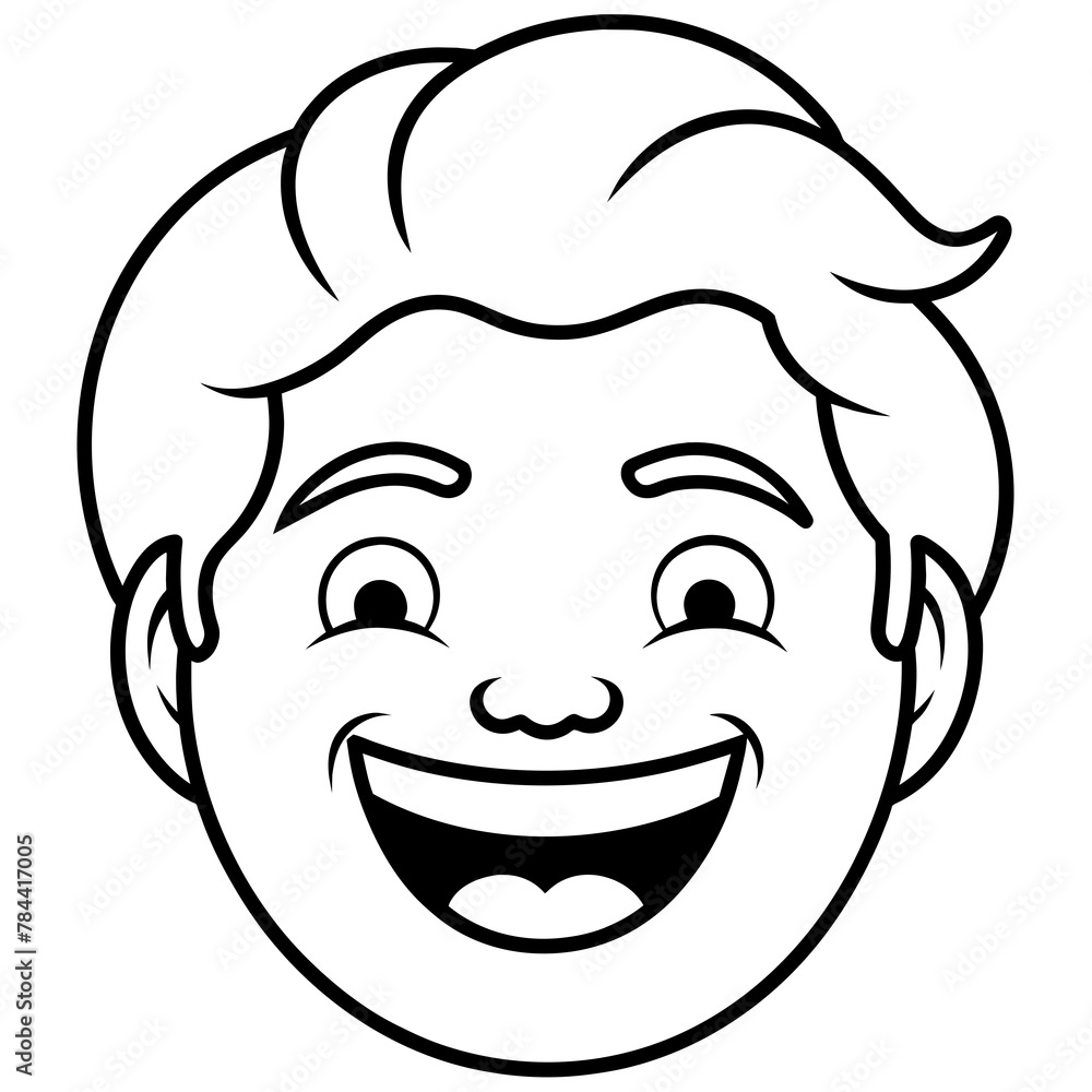 cartoon funny face of a man vector coloring page. hand drawing coloring ...
