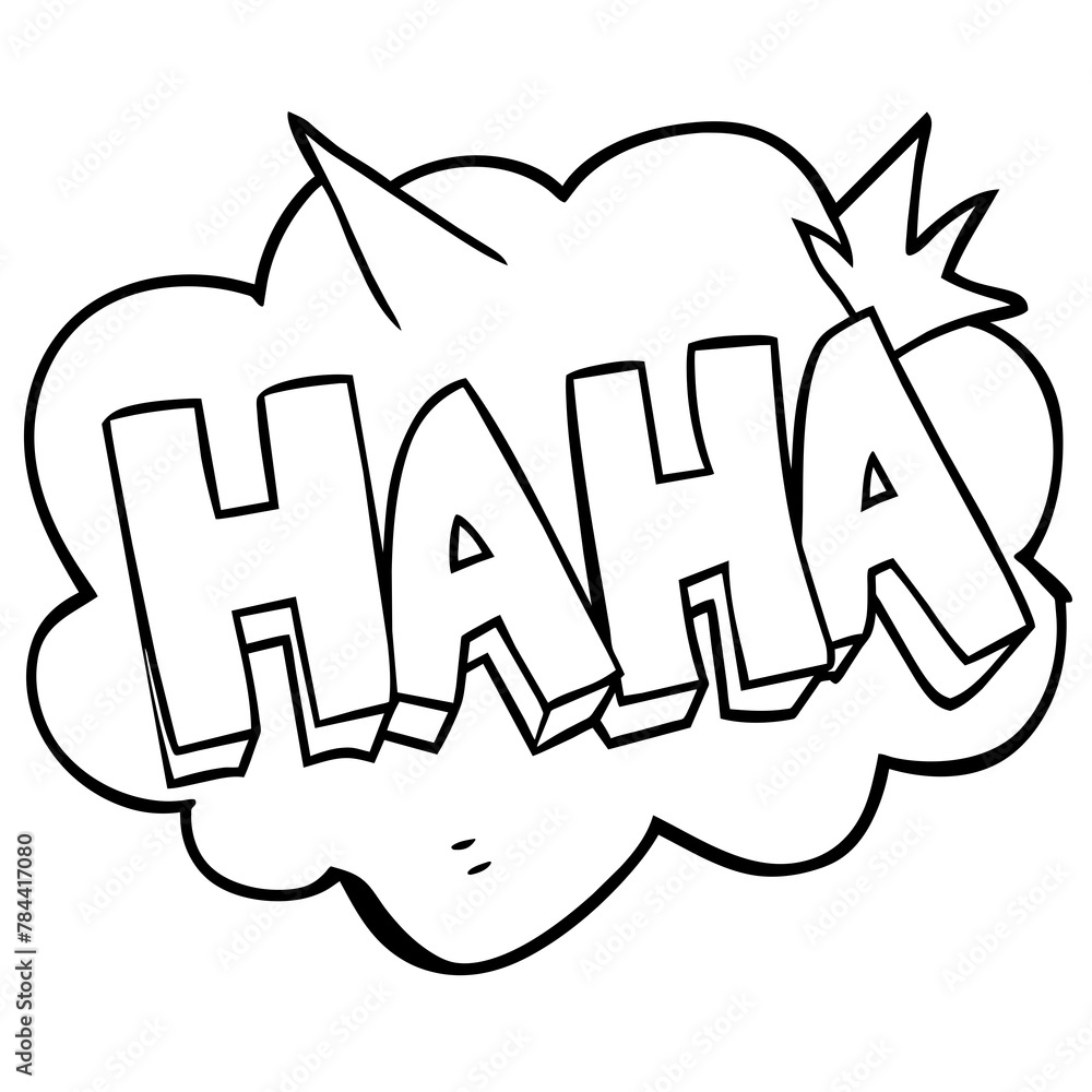 haha on a white background vector coloring page. hand drawing coloring ...