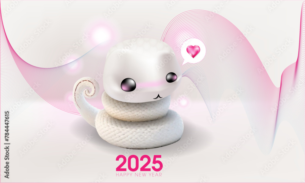 2025 year of snake design, cute design of snake 2025 with line blending ...