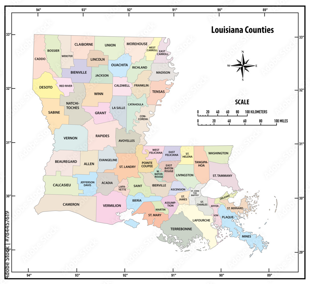 Nebraska state outline administrative and political map in color Stock ...