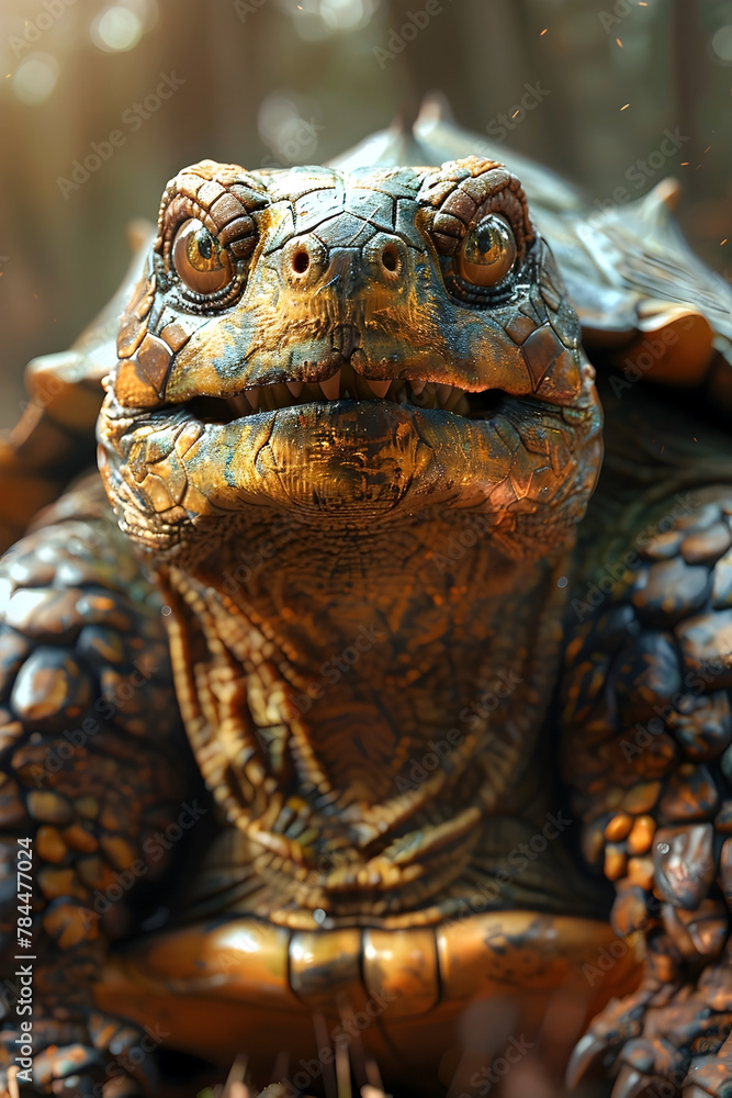 Fierce and Formidable Snapping Turtle in 3D Render with Cinematic ...