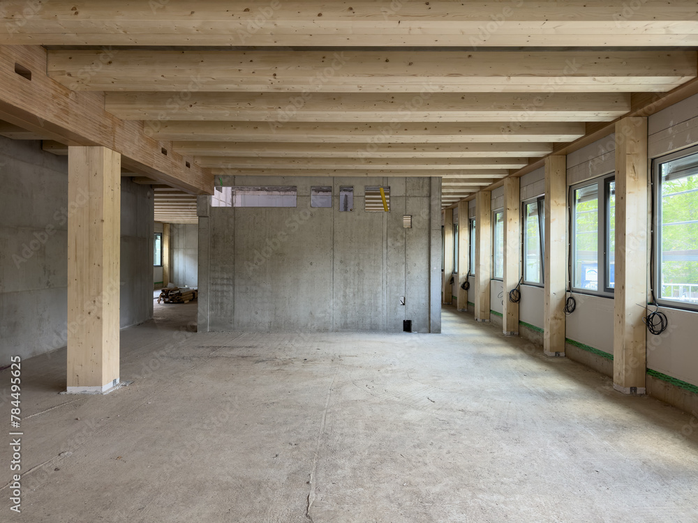 construction site of a sustainable Timber-concrete composite office ...