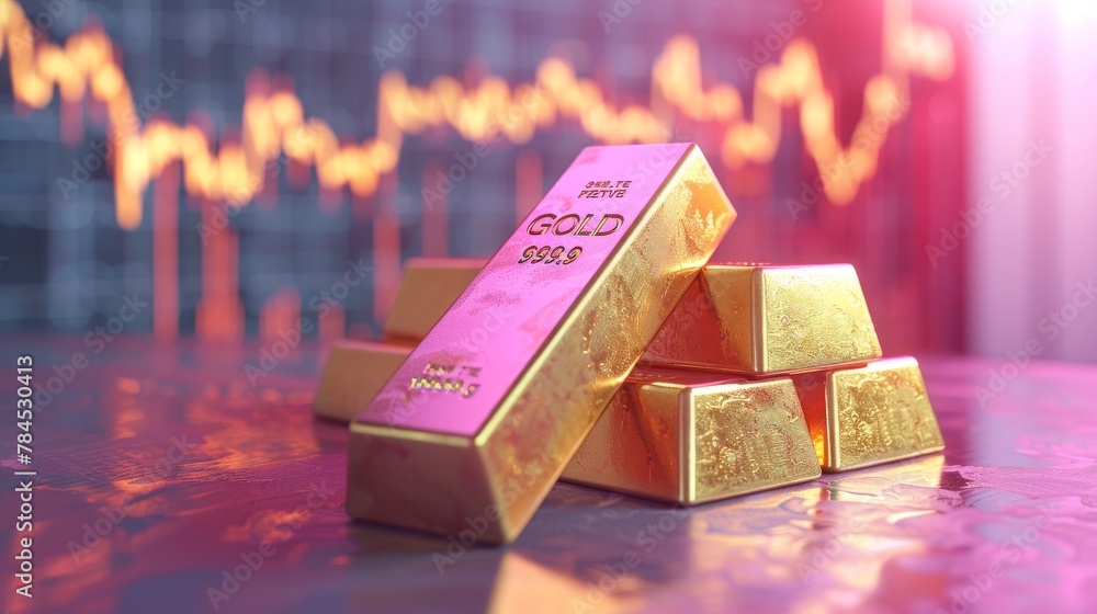Iconic design of a gold trader's office with minimalist gold bars and ...