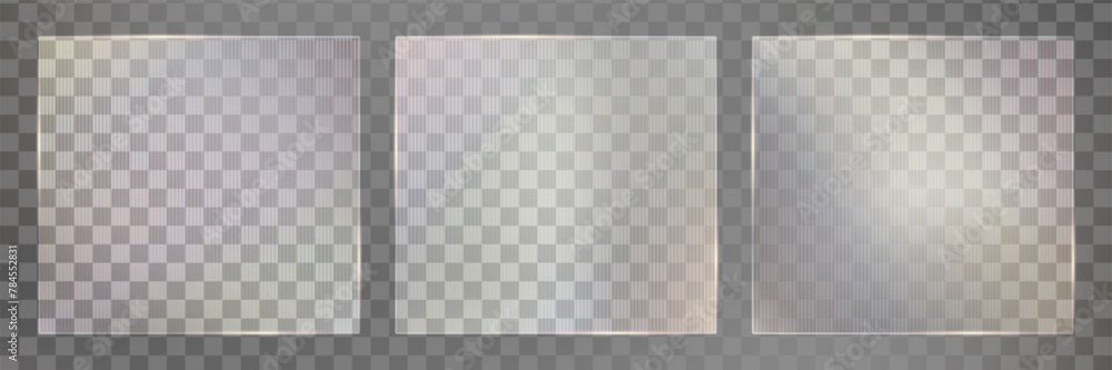 Acrylic ribbed glass effect png. Vector rectangular frame for ...