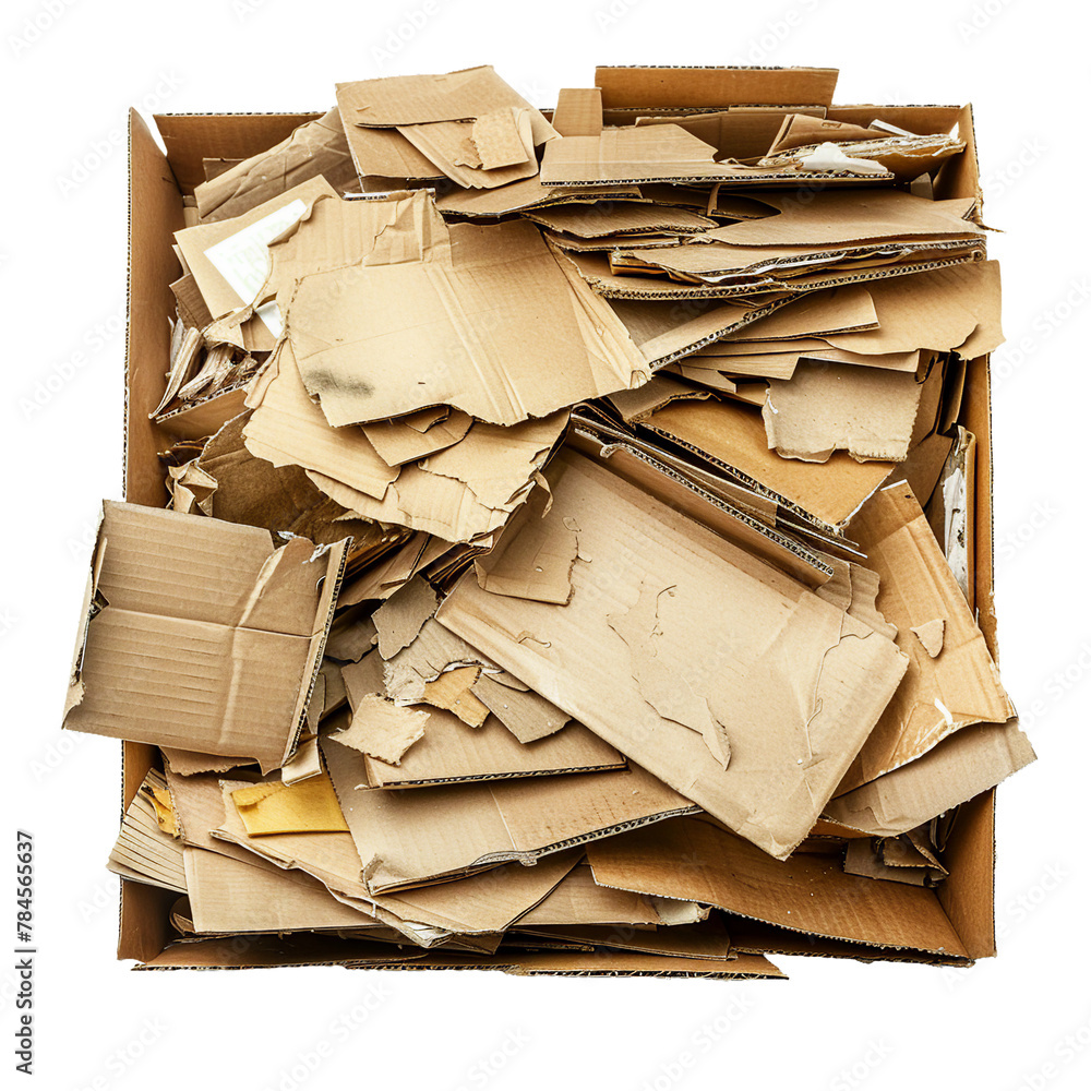 Cardboard boxes waste, transparent background, isolated image ...