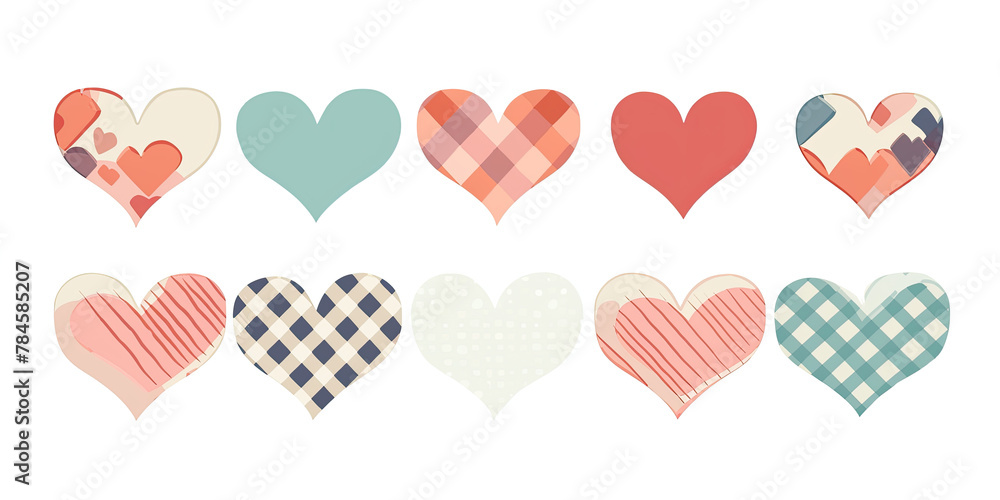 Heart shapes, cut out hearts on white background, love red Valentine's ...