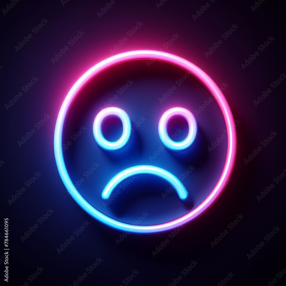 Sad emoji in neon style and cyberpunk colors Stock Illustration | Adobe ...