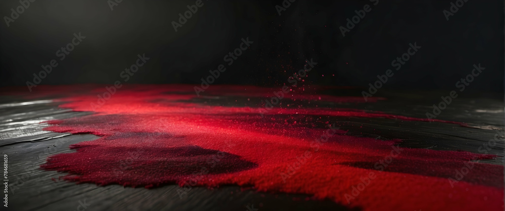 Dramatic image portraying a dark scene where splashes of red resemble ...
