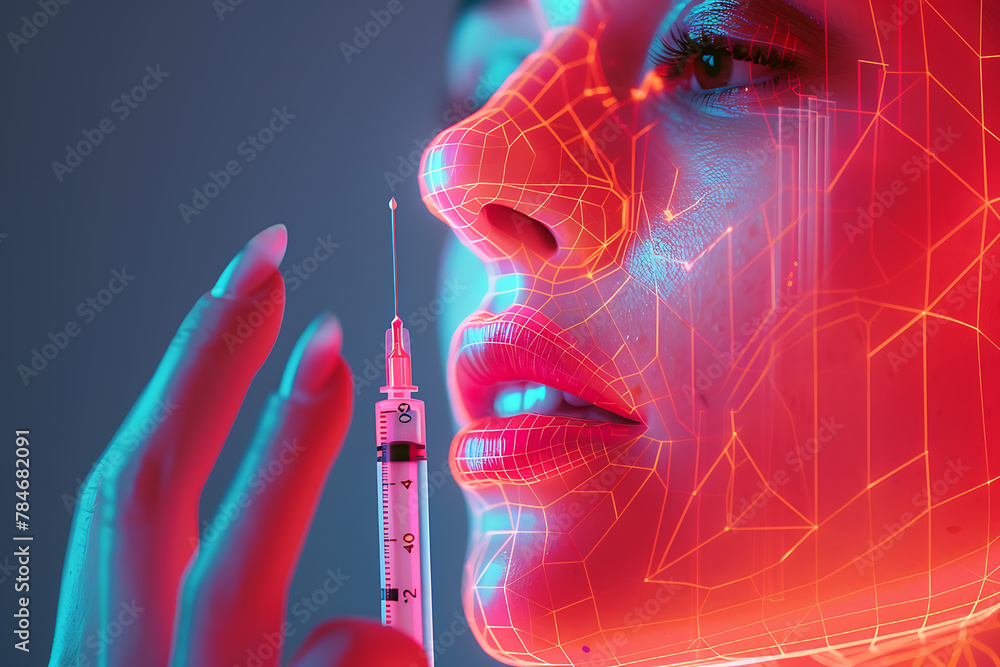 Intricate wireframe visualization featuring a glowing translucent ...