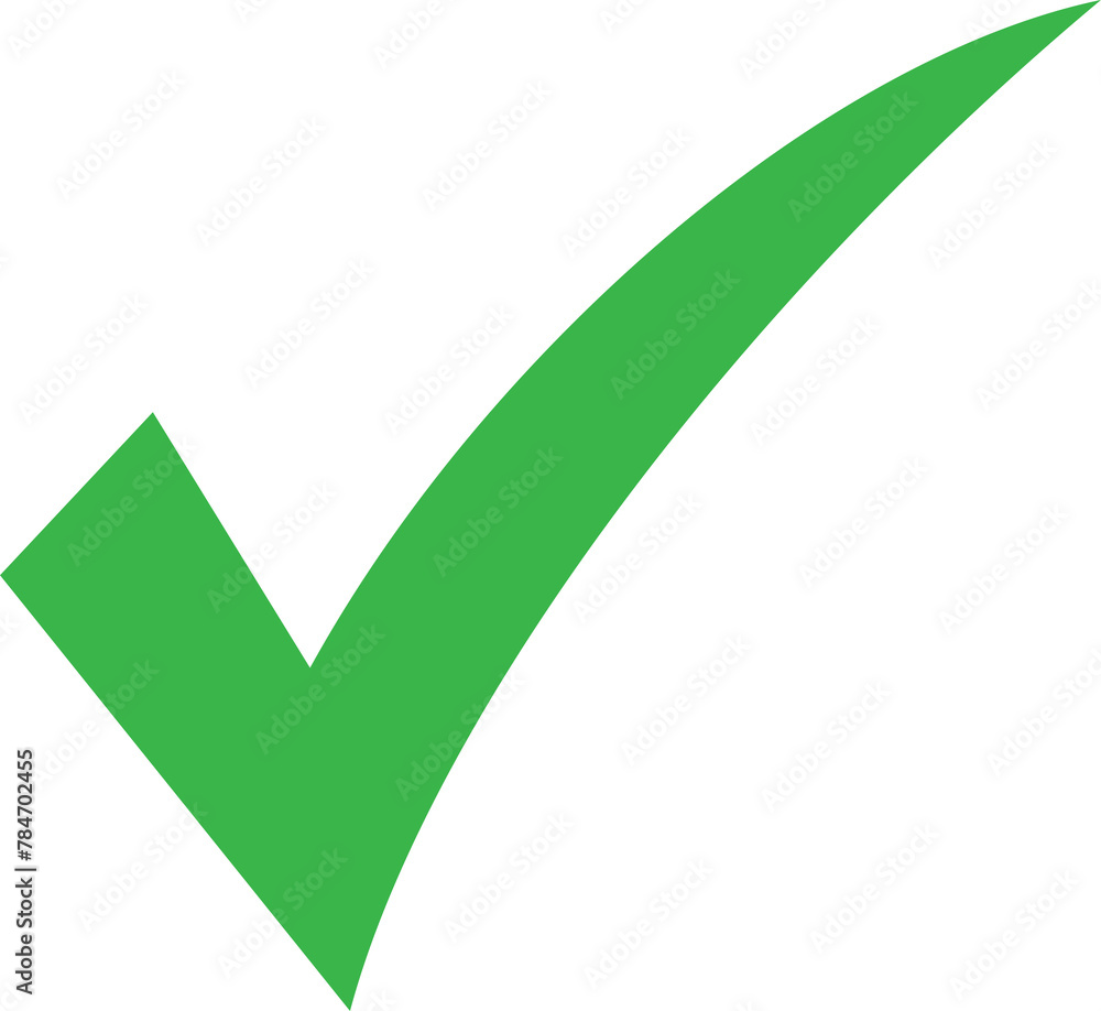 Green check marks, isolated tick symbols, checklist signs, and an approval badge. Flat and ...